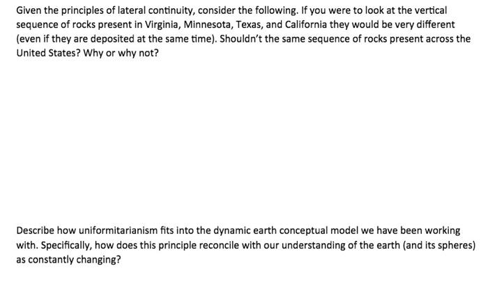 Solved Given the principles of lateral continuity, consider | Chegg.com