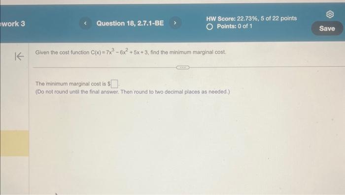 Solved Given the cost function C(x)=7x3−6x2+5x+3, find the | Chegg.com
