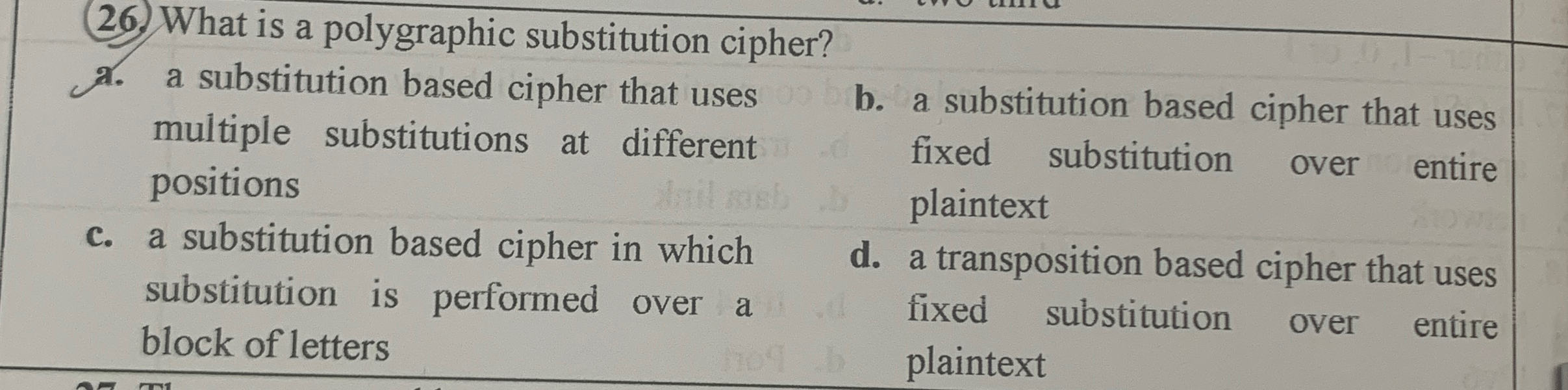 Solved What is a polygraphic substitution cipher?a | Chegg.com