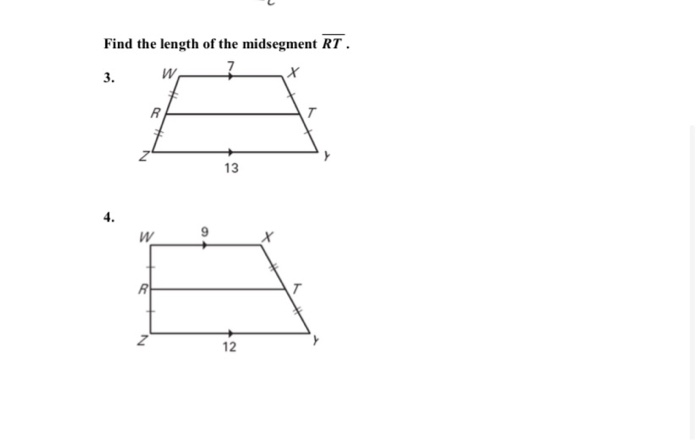 Solved Find the length of the midsegment RT. | Chegg.com