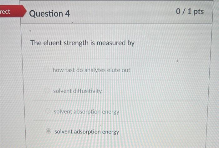 The eluent strength is measured by how fast do | Chegg.com