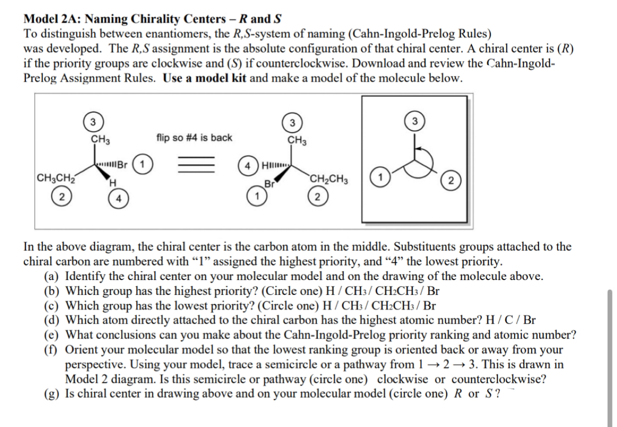 Solved Model 2A: Naming Chirality Centers -R ﻿and STo | Chegg.com