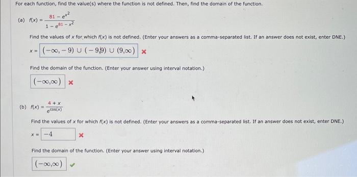 Solved For Each Function Find The Value S Where The