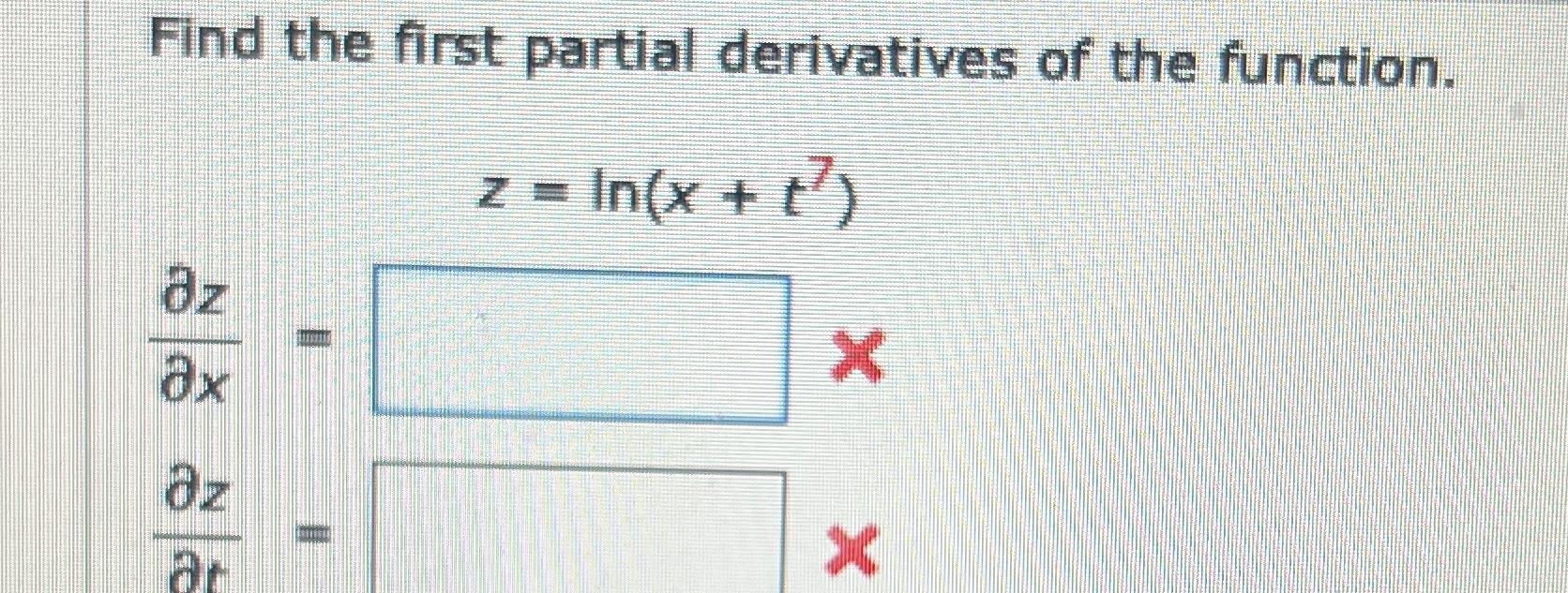 Solved Find the first partial derivatives of the | Chegg.com