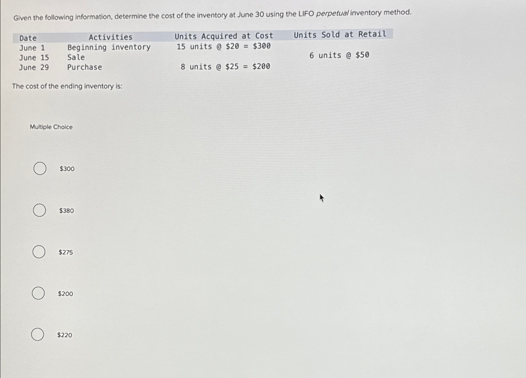 Solved Given the following information, determine the cost | Chegg.com