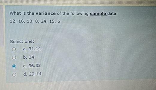 Solved What is the variance of the following sample | Chegg.com