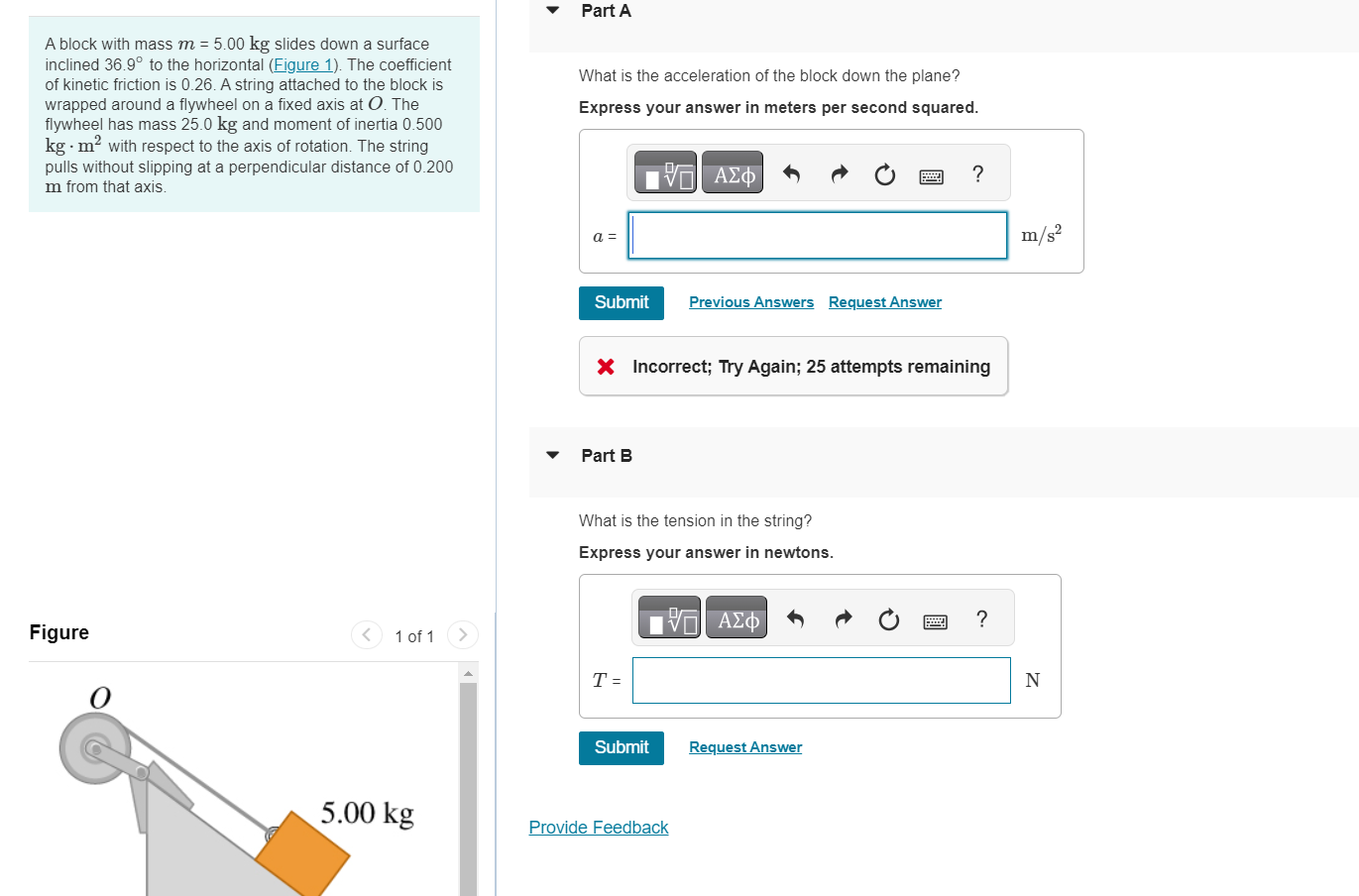 Solved Part AA block with mass m=5.00kg ﻿slides down a | Chegg.com