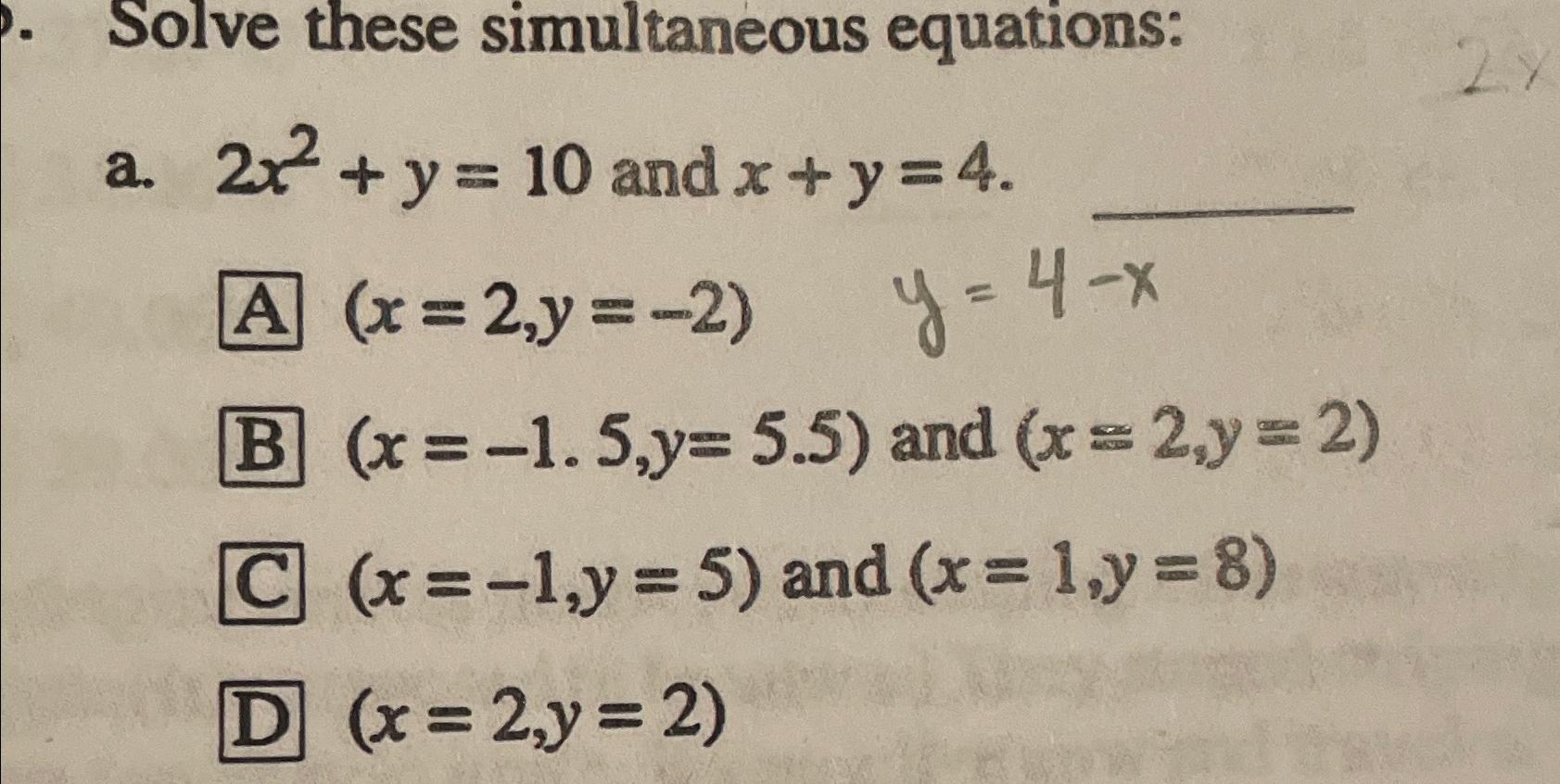 Solved Solve these simultaneous | Chegg.com