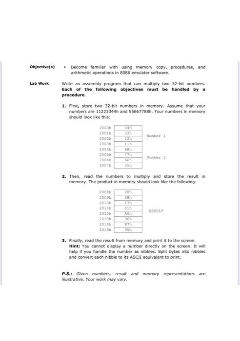 Solved - Become familiar with using memory copy, procedures, | Chegg.com