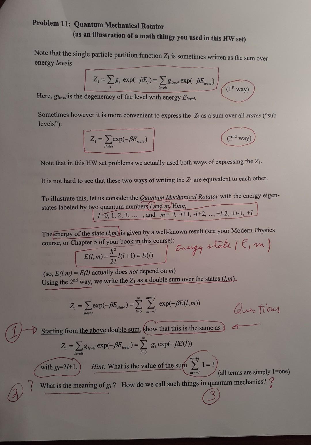 Solved Problem 11: Quantum Mechanical Rotator (as an | Chegg.com