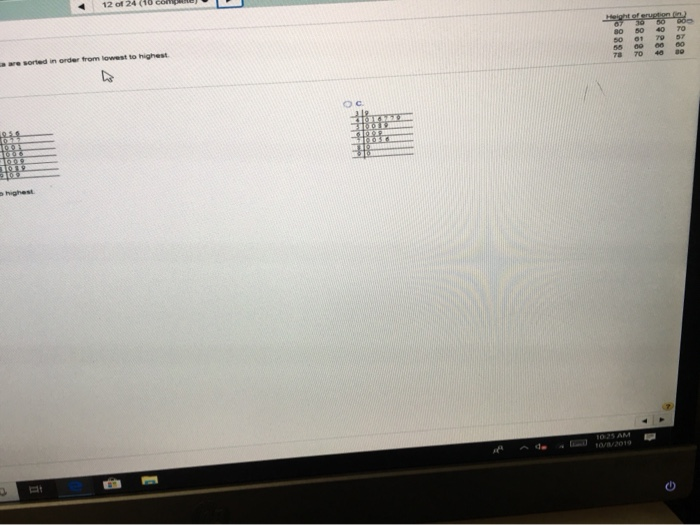 Solved The data represents the heights of eruptions by a | Chegg.com