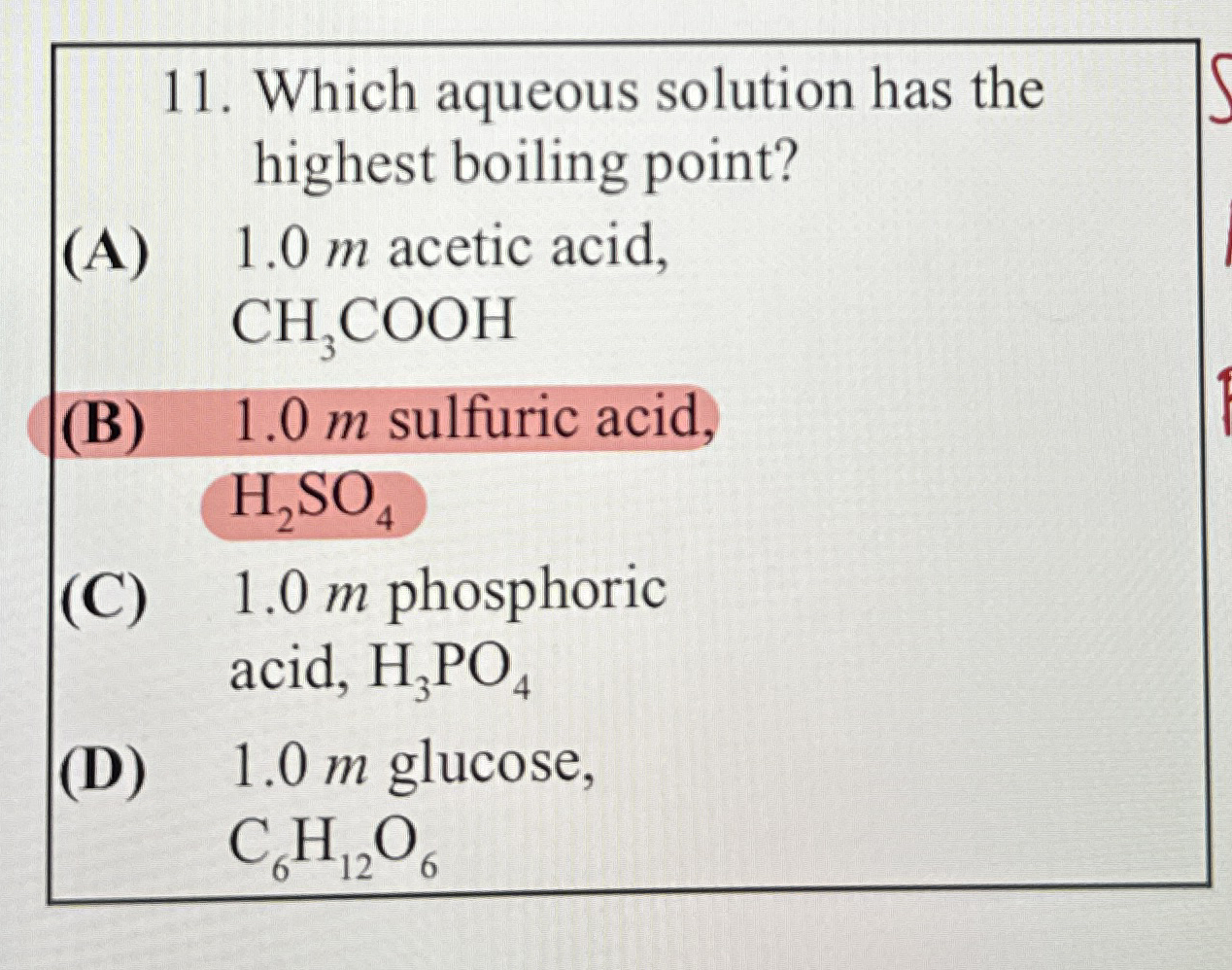 Solved Which aqueous solution has the highest boiling | Chegg.com