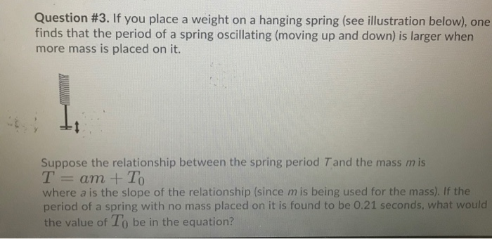 Solved If you place a weight on a hanging spring, one finds | Chegg.com