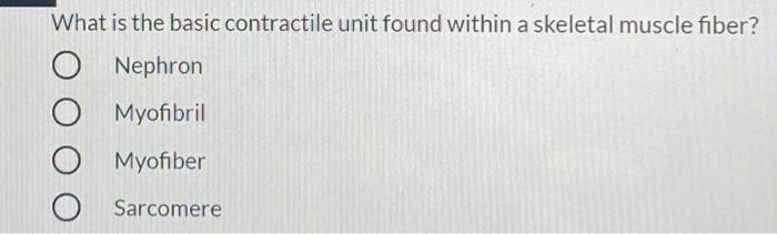 Solved What is the basic contractile unit found within a | Chegg.com
