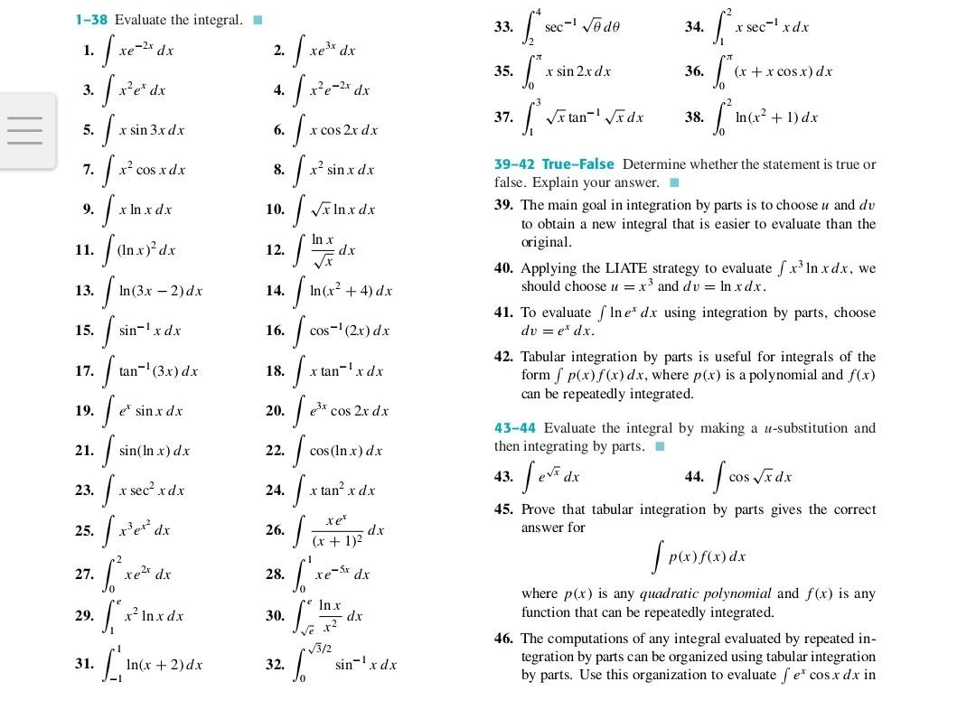 Solved 33. 1-38 Evaluate the integral. 1. xe 2x dx sec-! 34. | Chegg.com