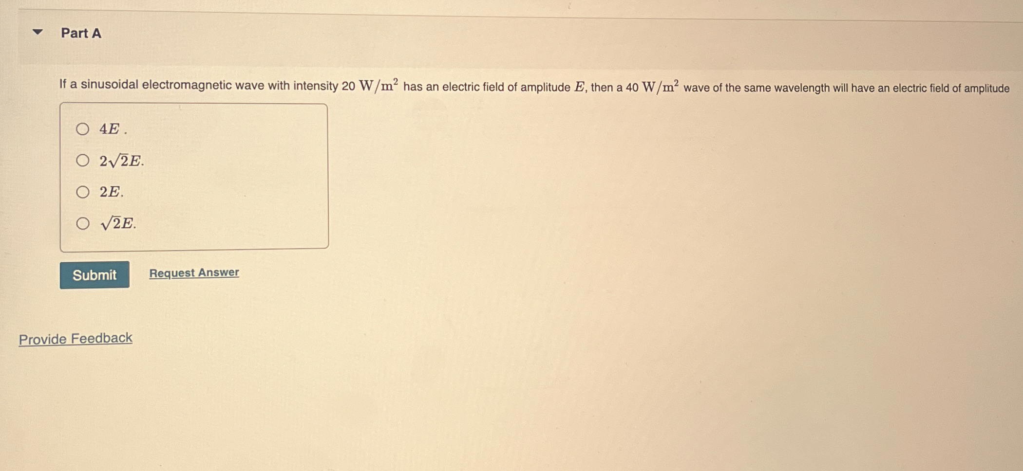 High Quality SOLUTION Part AIf a sinusoidal electromagnetic wave with | Chegg.com