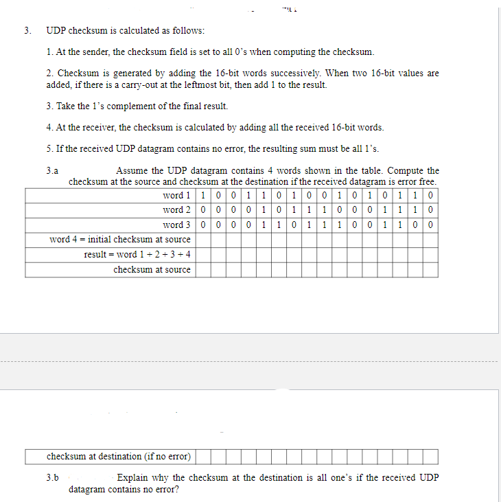 Solved UDP checksum is calculated as follows:1. ﻿At the | Chegg.com