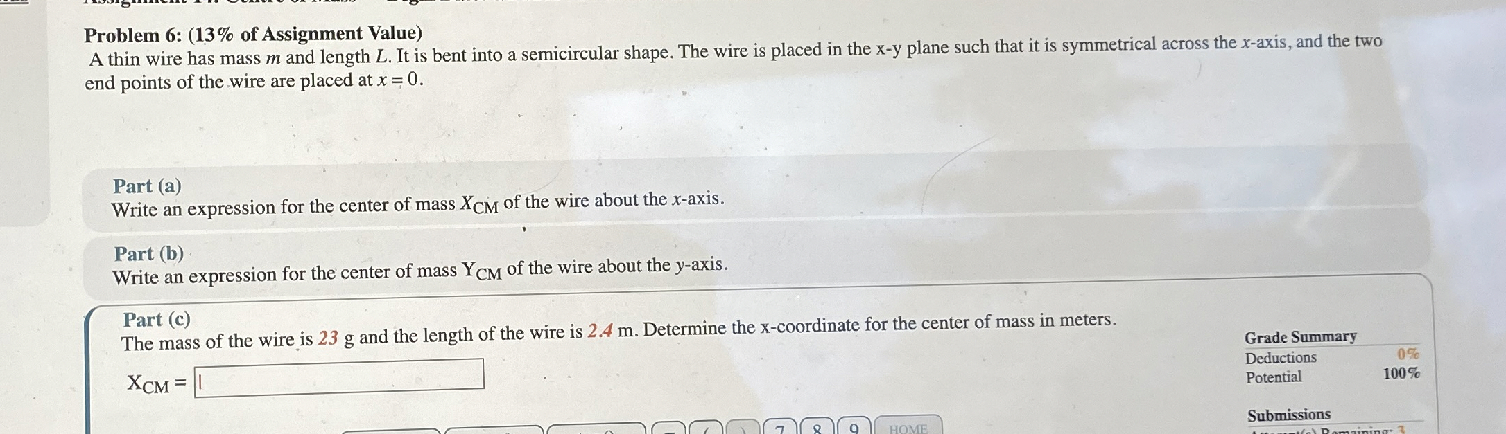 Solved Problem 6: (13% ﻿of Assignment Value)A thin wire has | Chegg.com