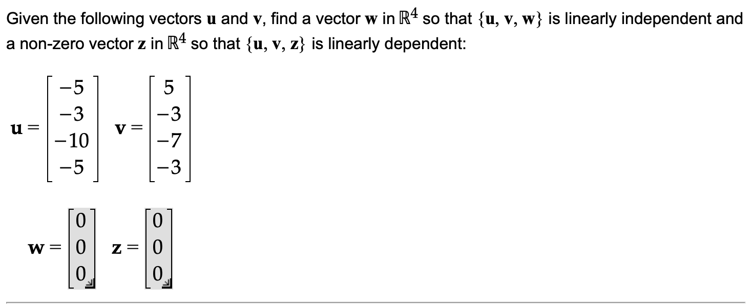 Solved Given the following vectors u ﻿and v, ﻿find a vector | Chegg.com