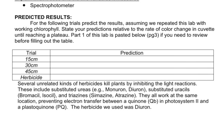 Spectrophotometer PREDICTED RESULTS: For the | Chegg.com