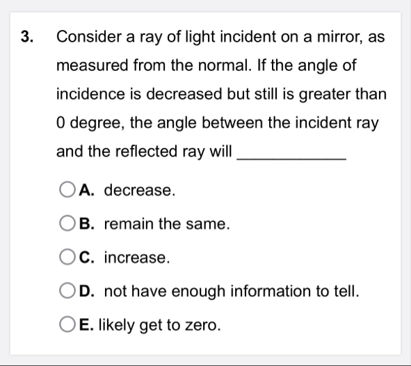 Solved Consider a ray of light incident on a mirror, as | Chegg.com