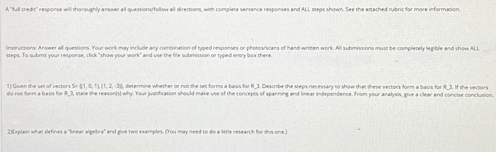 Solved steps. To submit your response, click "show your | Chegg.com