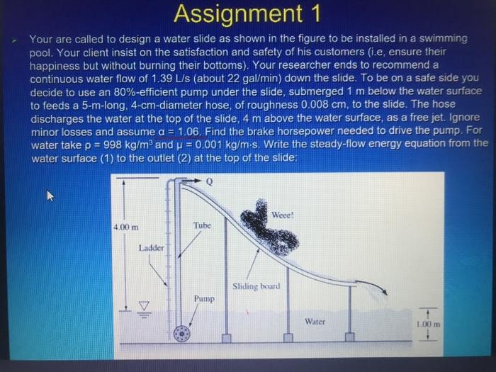 Solved Assignment 1 Your are called to design a water slide | Chegg.com