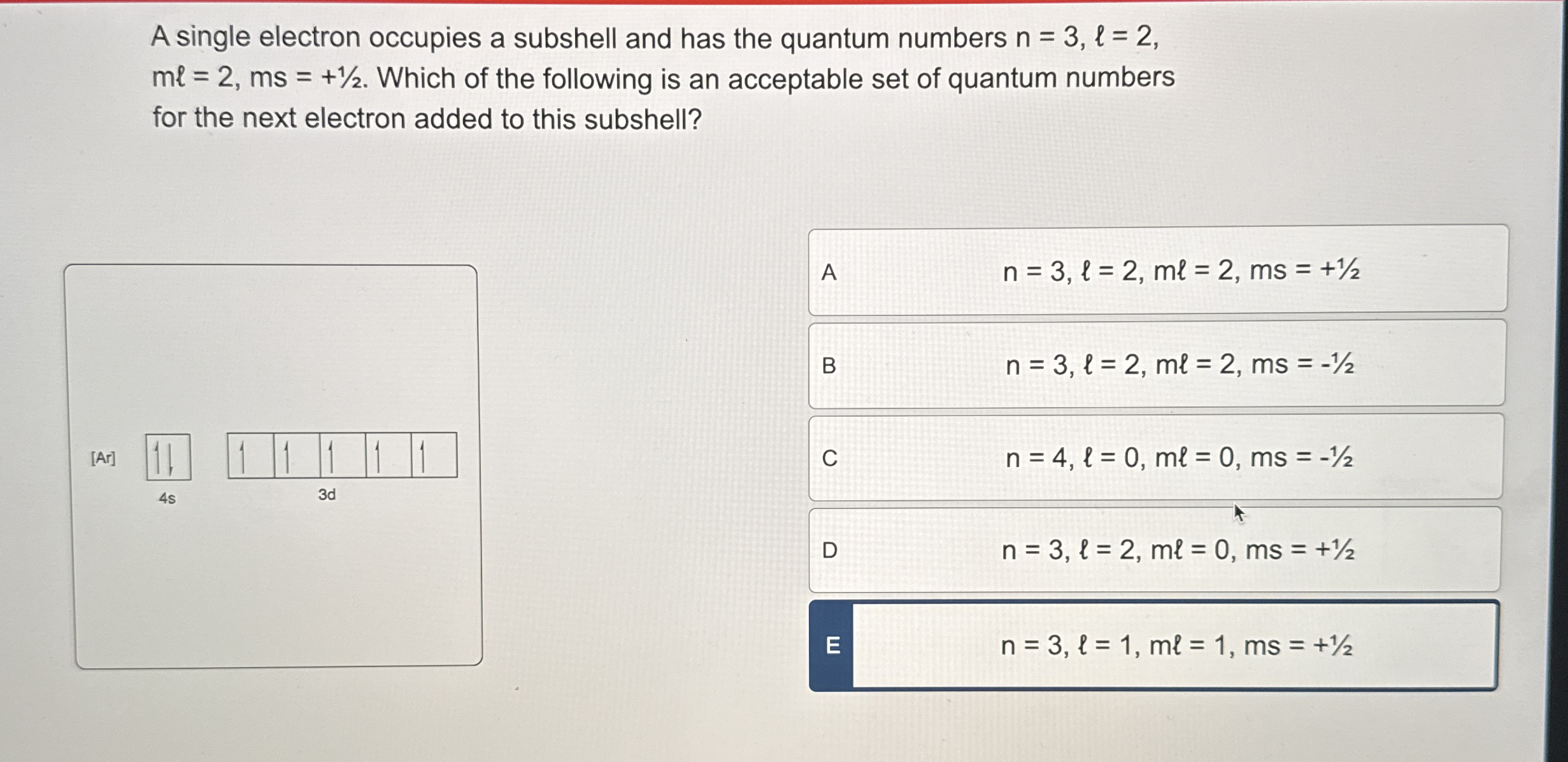 Solved by an EXPERT A single electron occupies a subshell and has the | Chegg.com