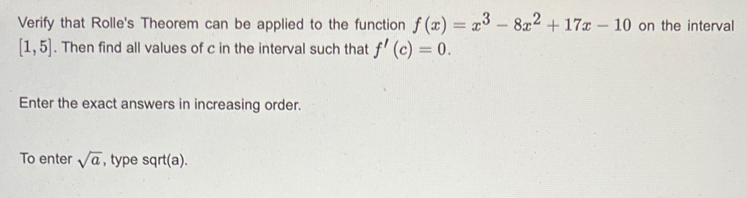 Solved Verify that Rolle's Theorem can be applied to the | Chegg.com