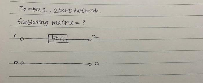 Solved Z0=50Ω, 2port Network. Scattering matrix = ? | Chegg.com