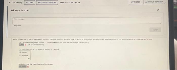 Solved (b) Indcale whethe the image a upight er inverted fos | Chegg.com