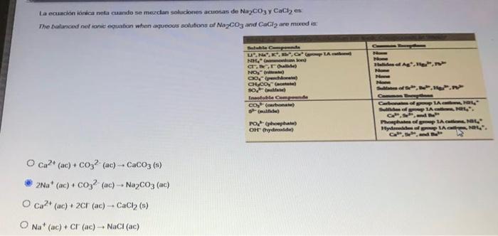 Solved la ecuacion conica neta cuando se mezclar soluciones | Chegg.com
