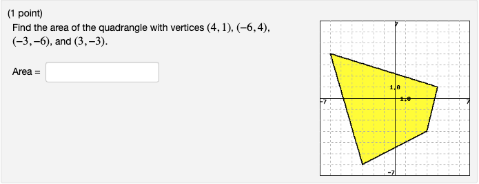 Solved (1 ﻿point)Find the area of the quadrangle with | Chegg.com