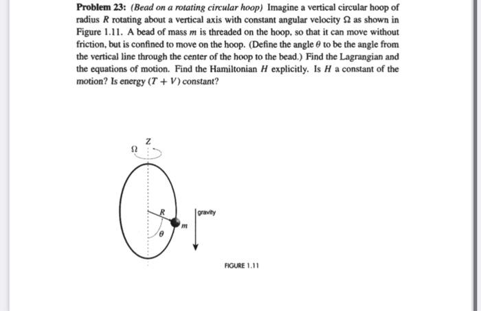Solved Problem 23: (Bead on a rotating circular hoop) | Chegg.com