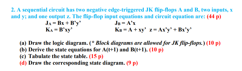 Solved A sequential circuit has two negative edge-triggered | Chegg.com