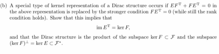 Solved Consider a constant) Dirac structure DC FXF* with dim | Chegg.com