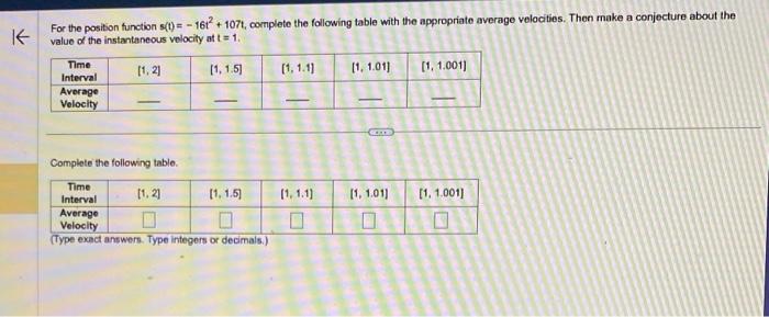 Solved For The Position Function S T −16t2 107t Complete