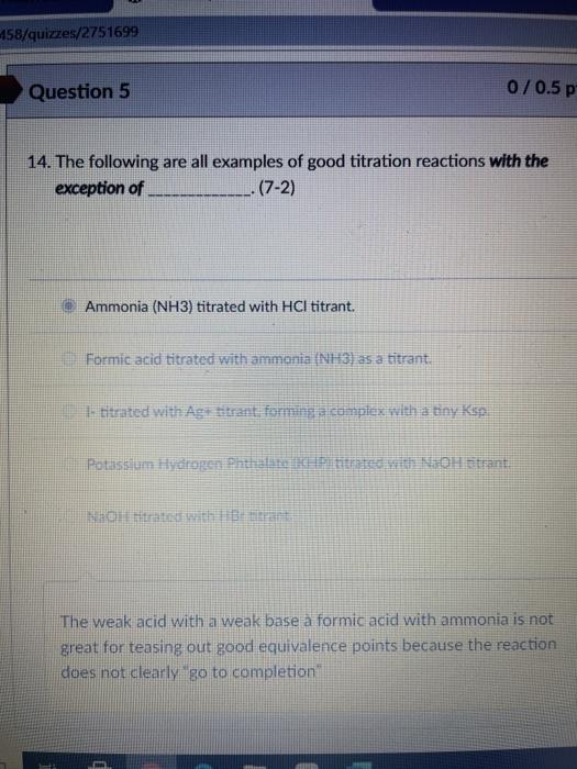 Solved The following are all examples of good titration | Chegg.com