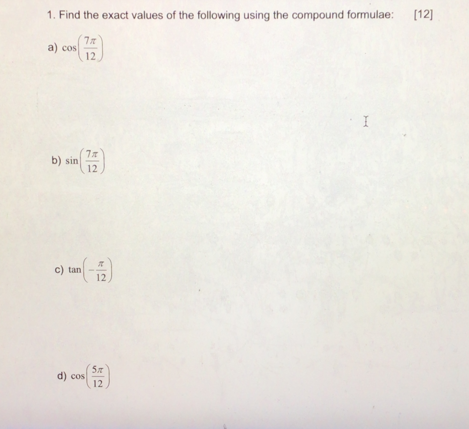 Solved Find the exact values of the following using the | Chegg.com