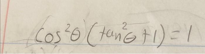 Solved (tan2θ+1)=1 | Chegg.com