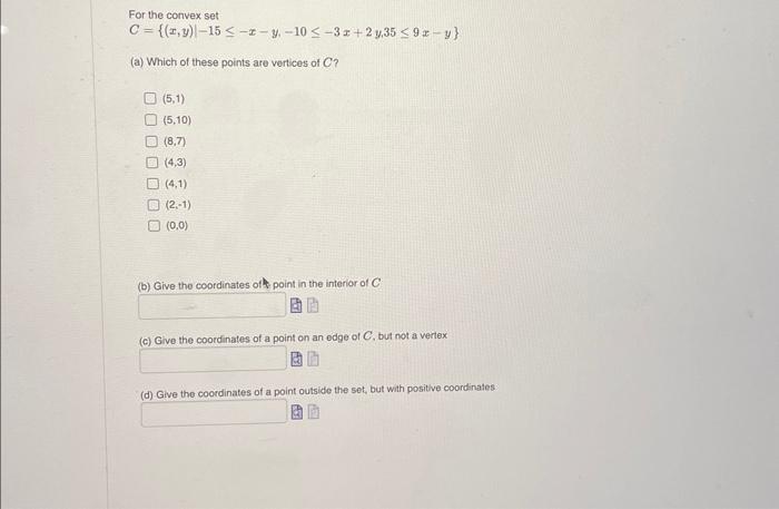 Solved For the convex set | Chegg.com