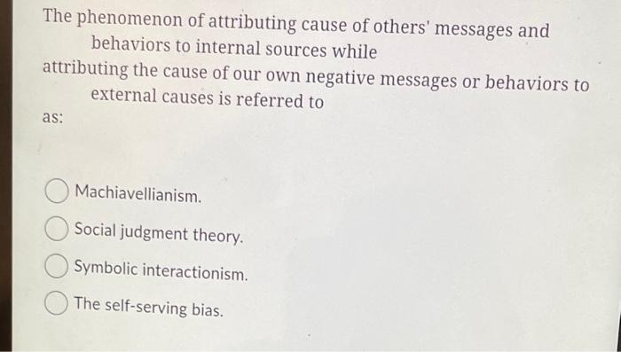 Solved The phenomenon of attributing cause of others' | Chegg.com
