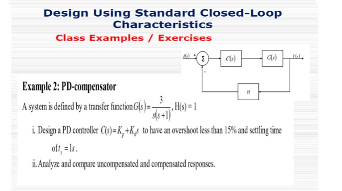 Solved Design Using Standard Closed Loop Characteristics 