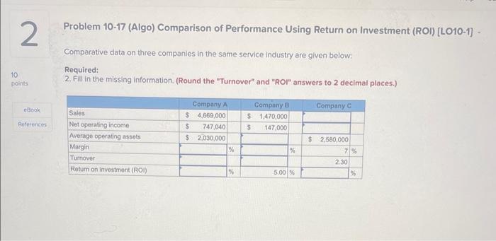 Solved Problem 10-17 (Algo) Comparison of Performance Using | Chegg.com