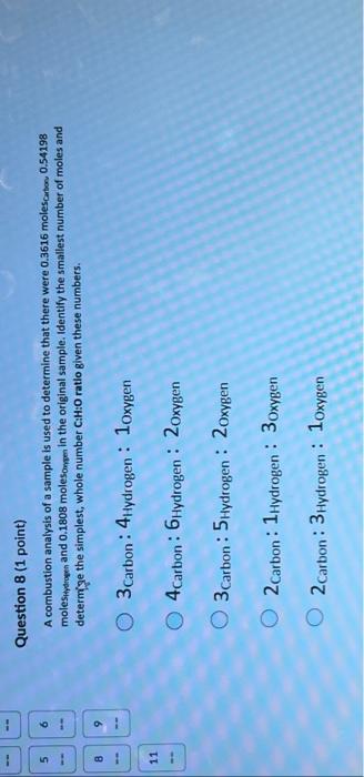 Solved Combustion Analysis Question 1 (1 point) Determine | Chegg.com