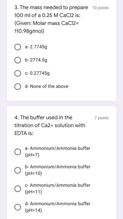 Solved 7 points 11. The complex formed between Ca2+ and EDTA | Chegg.com