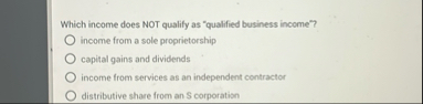 Solved Which income does NOT qualify as "qualified business | Chegg.com