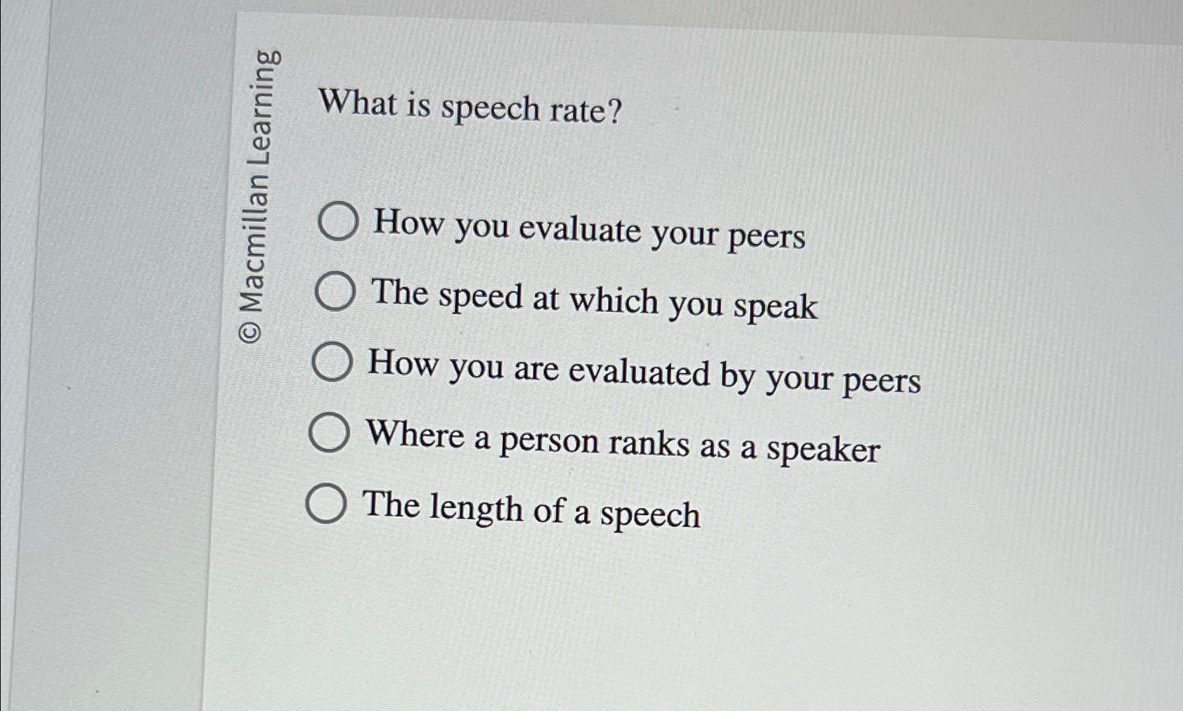 Solved What is speech rate?How you evaluate your peersThe | Chegg.com