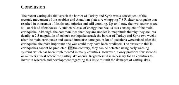 Conclusion The recent earthquake that struck the | Chegg.com