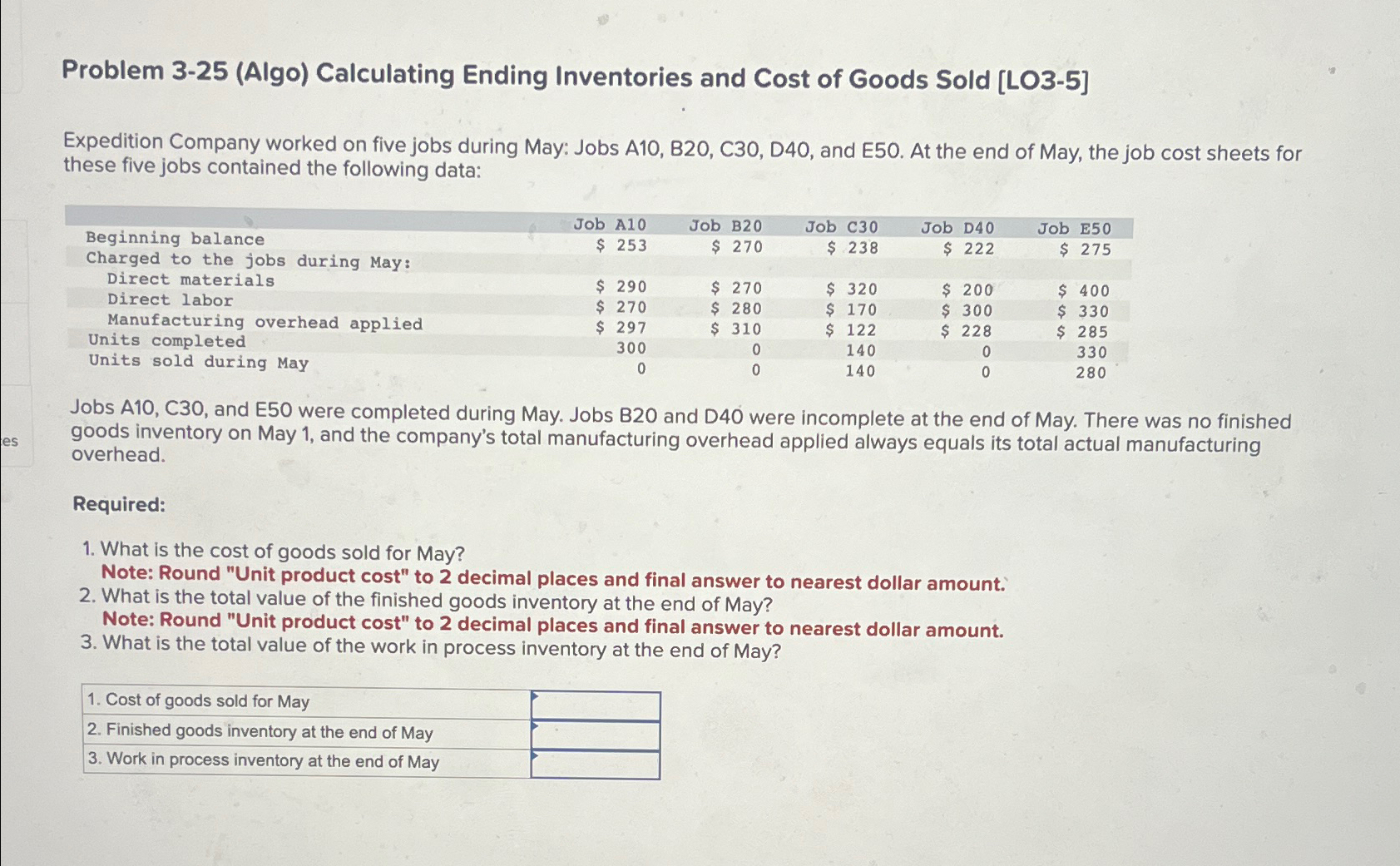 Solved Problem 3-25 (Algo) ﻿Calculating Ending Inventories | Chegg.com